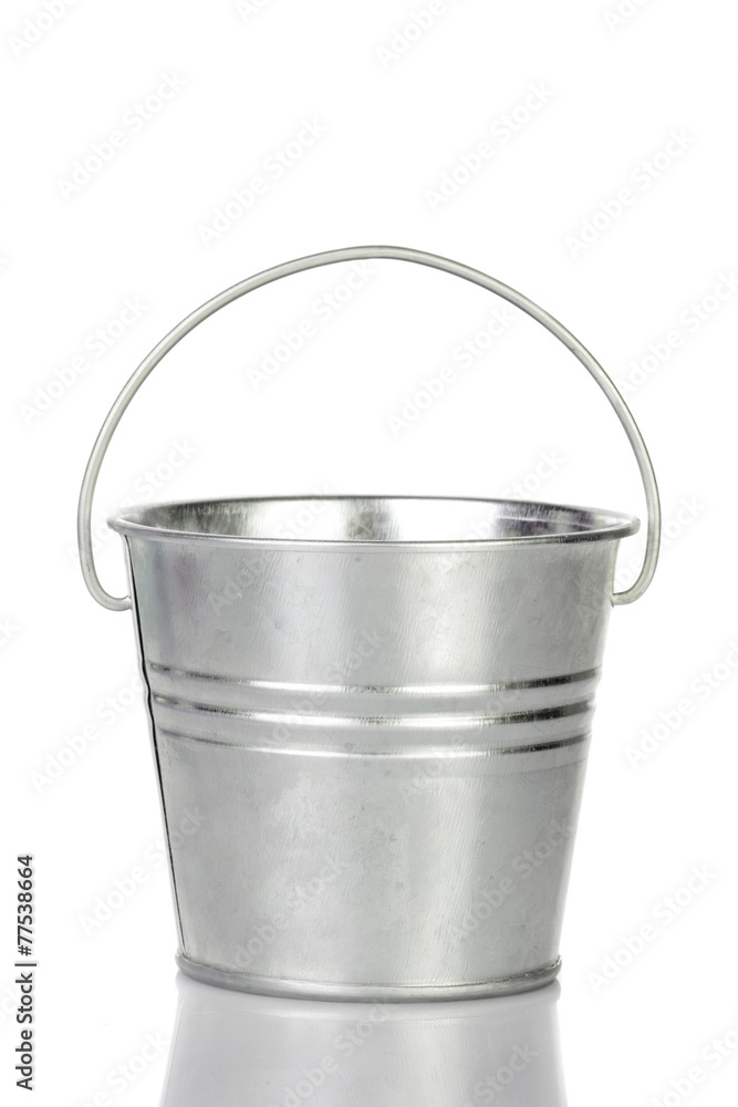 Metal bucket with clean water isolated on white background. Stock Photo ...