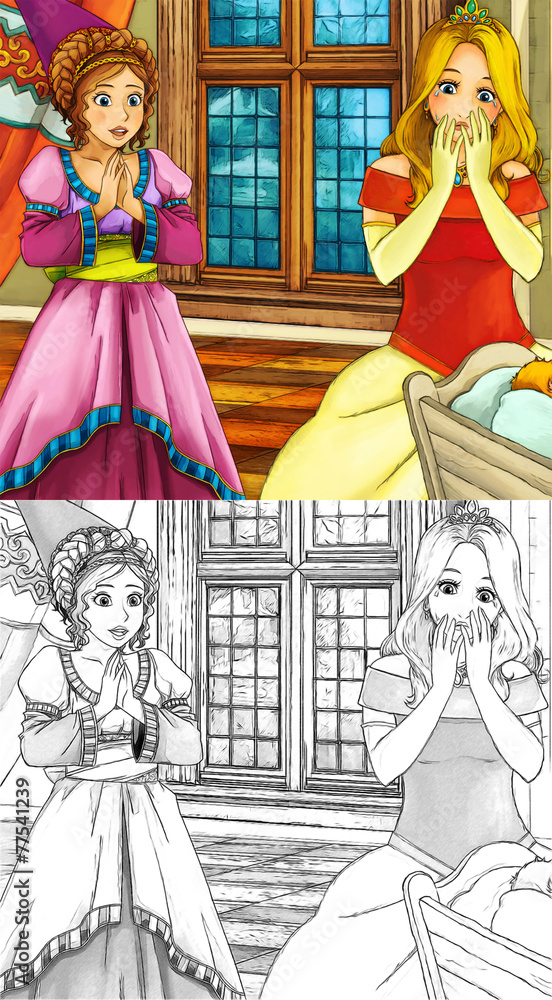 Princess baby and her servant - illustration Stock Illustration | Adobe ...