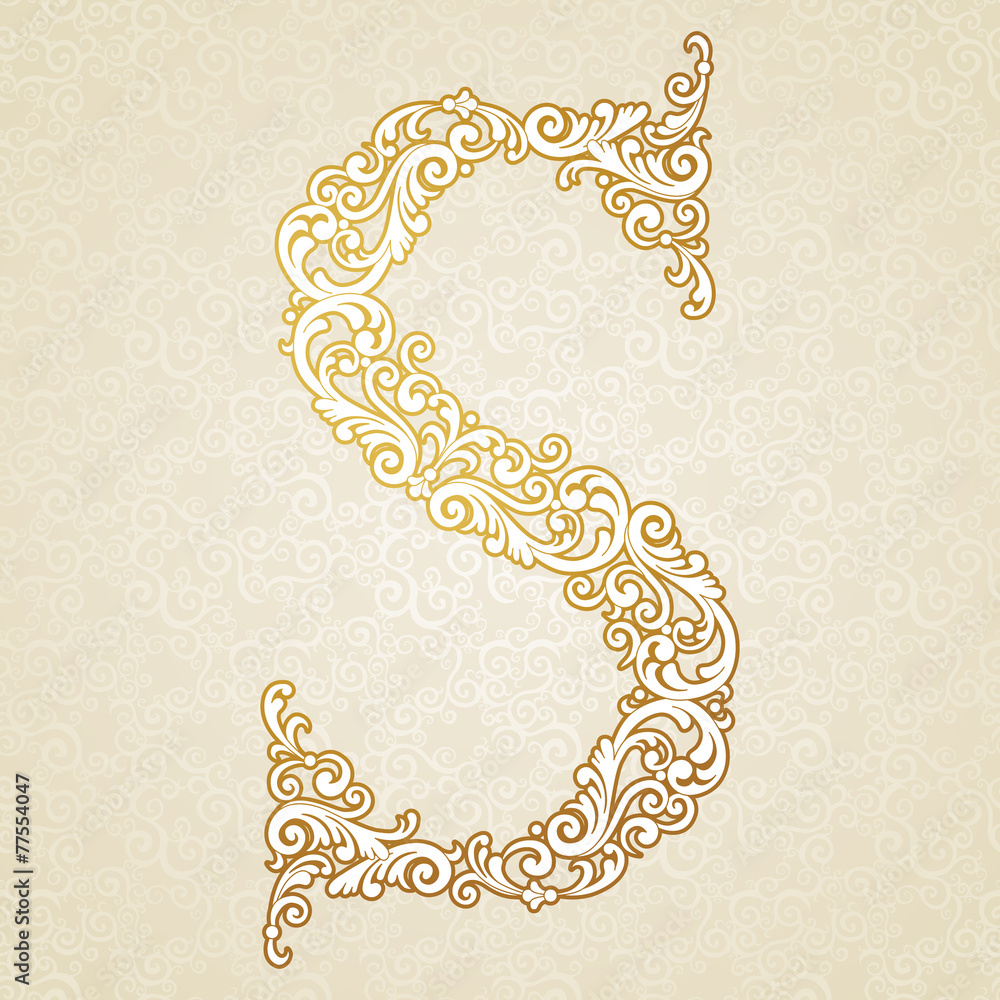 Gold font type letter S, uppercase. Stock Vector | Adobe Stock