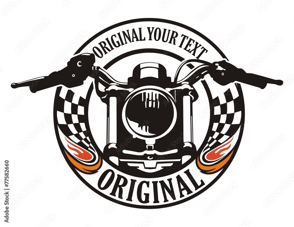 motorcycle flag circle emblem Stock Illustration | Adobe Stock
