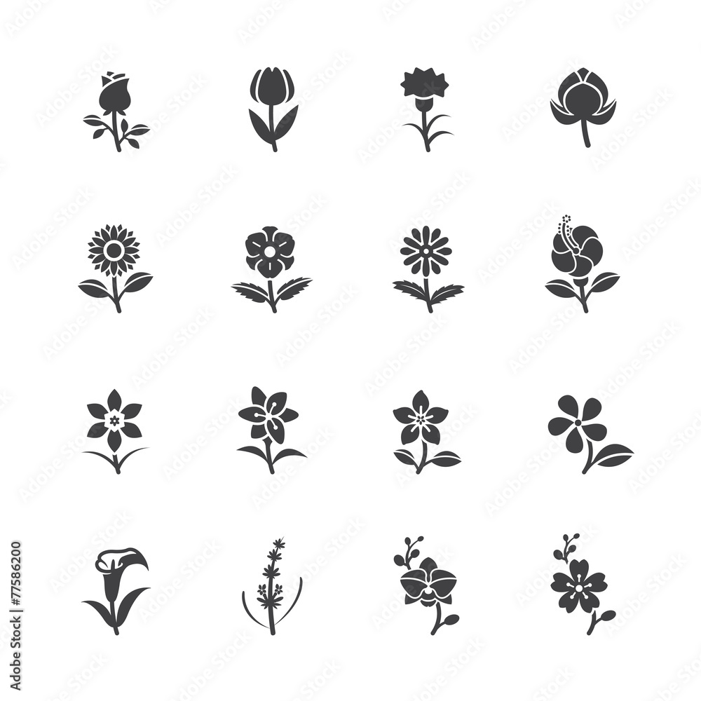 Flower Icons for Pattern Stock-Vektorgrafik | Adobe Stock