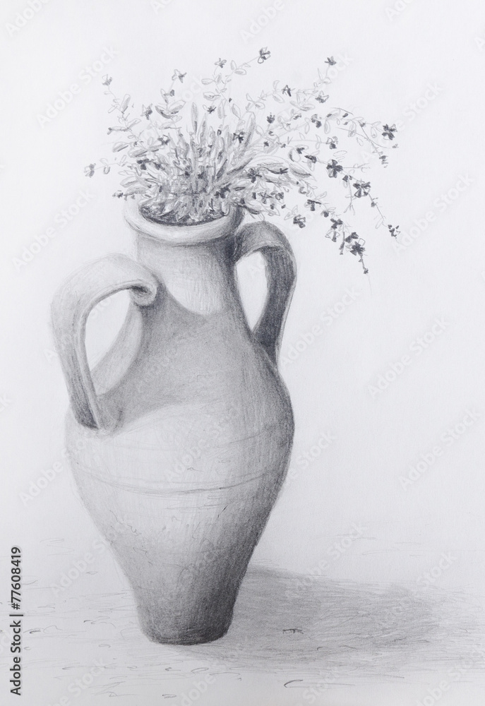 How To Draw A Flower Pot With Pencil Shading | Best Flower Site