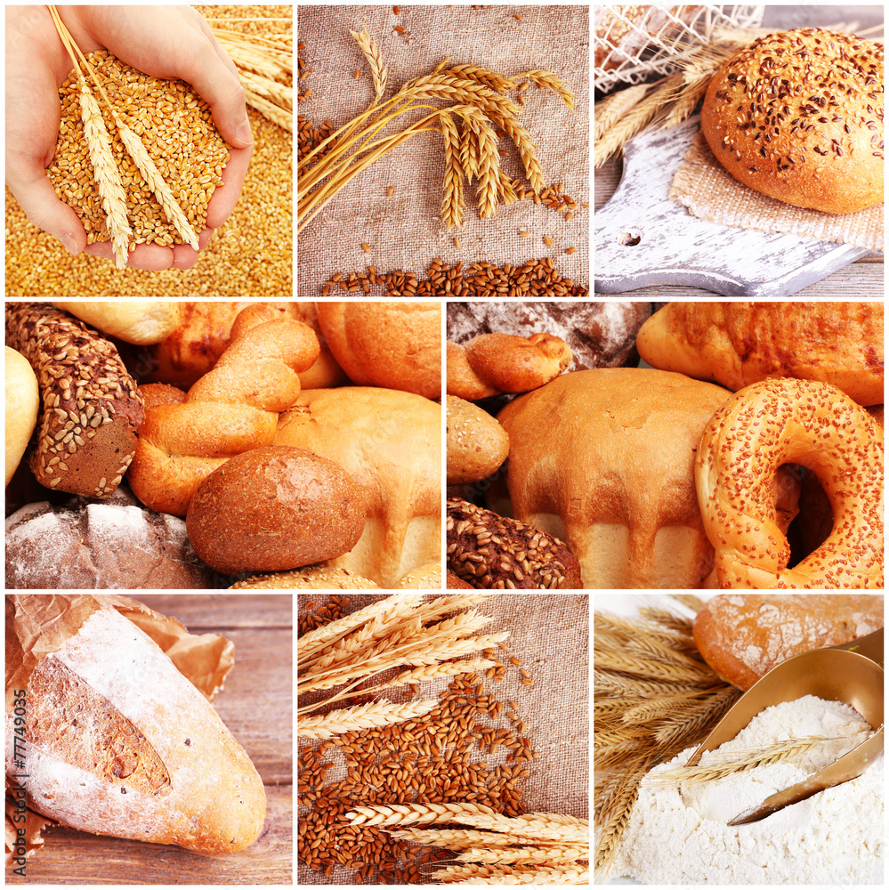 Wheat and bread collage Stock Photo | Adobe Stock