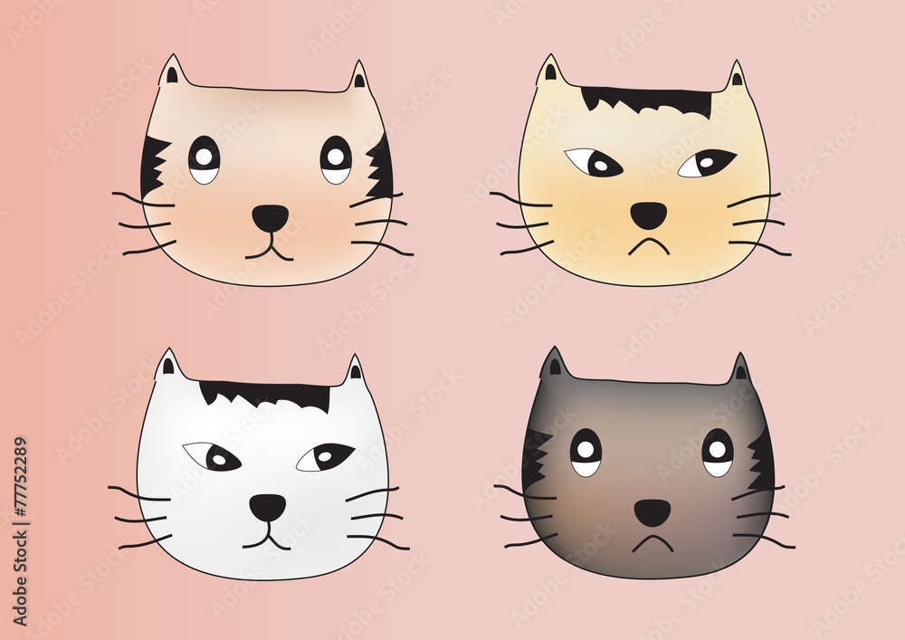 cat face emotion vector, cats icon, cat family Stock Vector | Adobe Stock