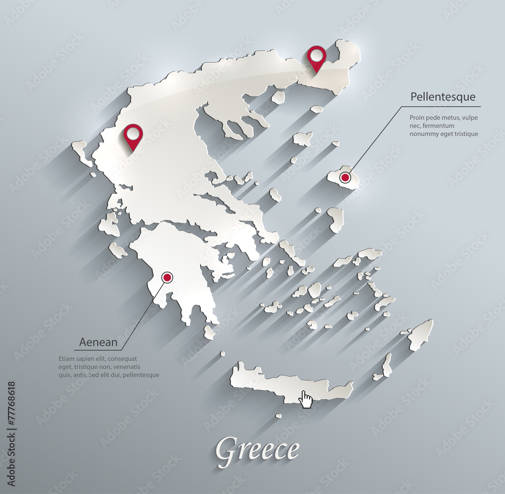 Greece map blue white card paper 3D vector infographics Stock Vector ...