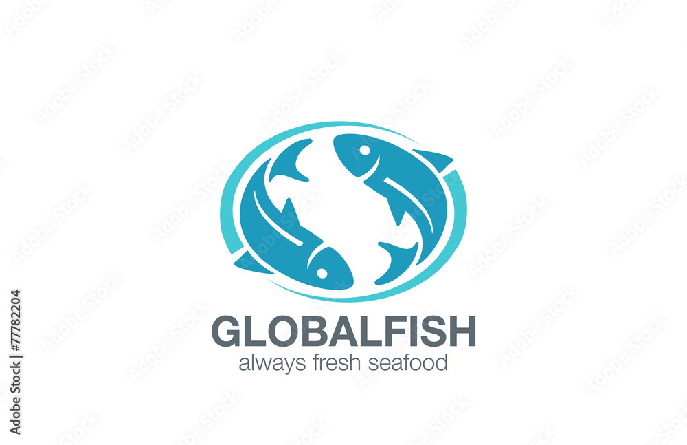 Fish Logo design vector. Infinity Fishing concept Seafood Stock Vector ...