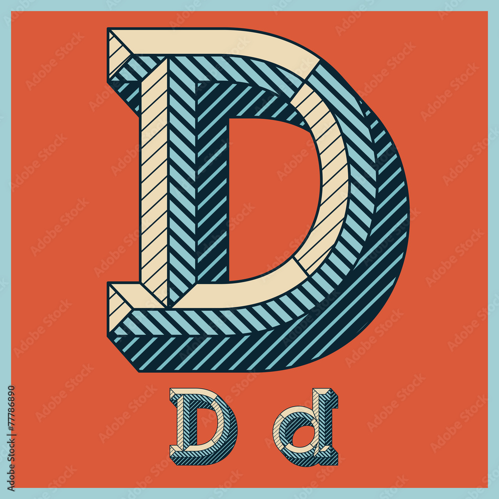 Etched vector set of old school beveled alphabet. Letter D Stock Vector ...