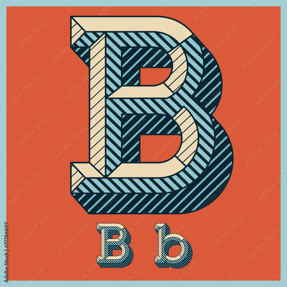 Etched vector set of old school beveled alphabet. Letter B Stock Vector ...