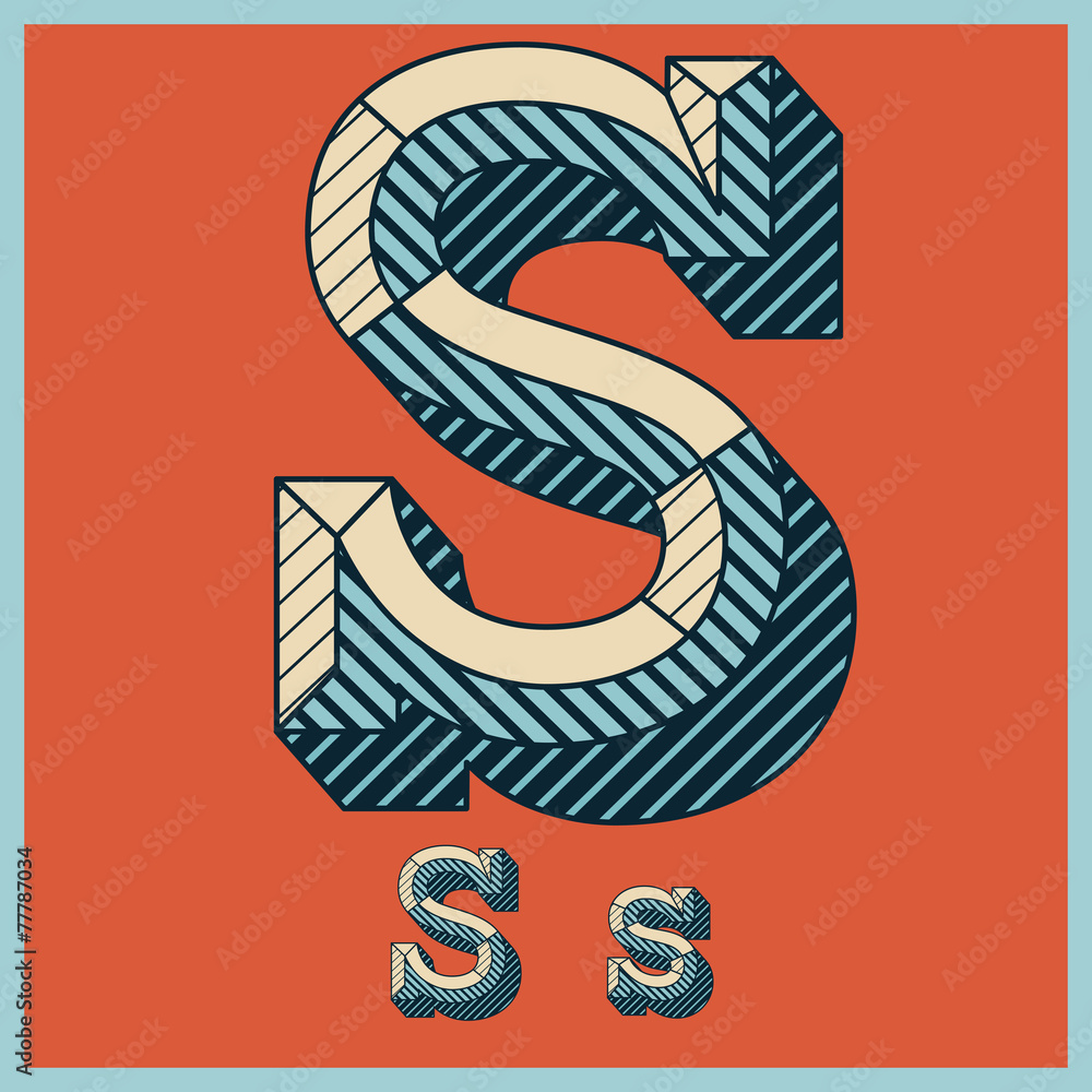 Etched vector set of old school beveled alphabet. Letter S Stock Vector ...
