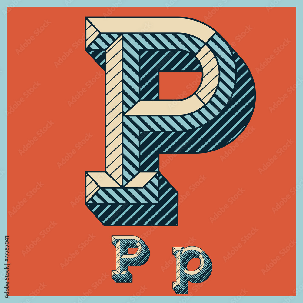 Etched vector set of old school beveled alphabet. Letter P Stock Vector ...