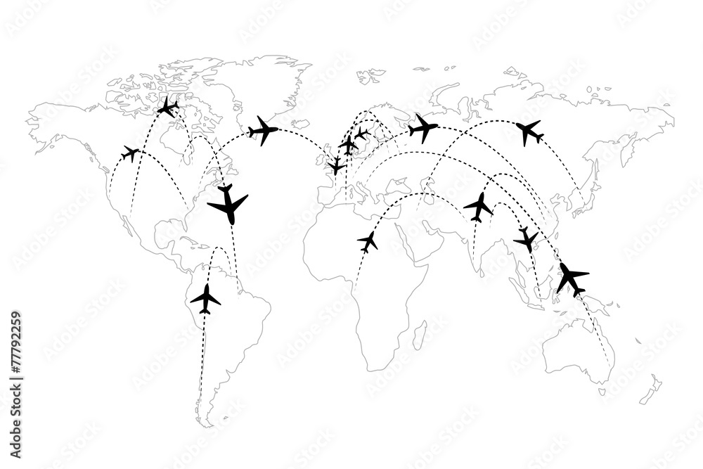 Airline routes on map infographic Stock Vector | Adobe Stock