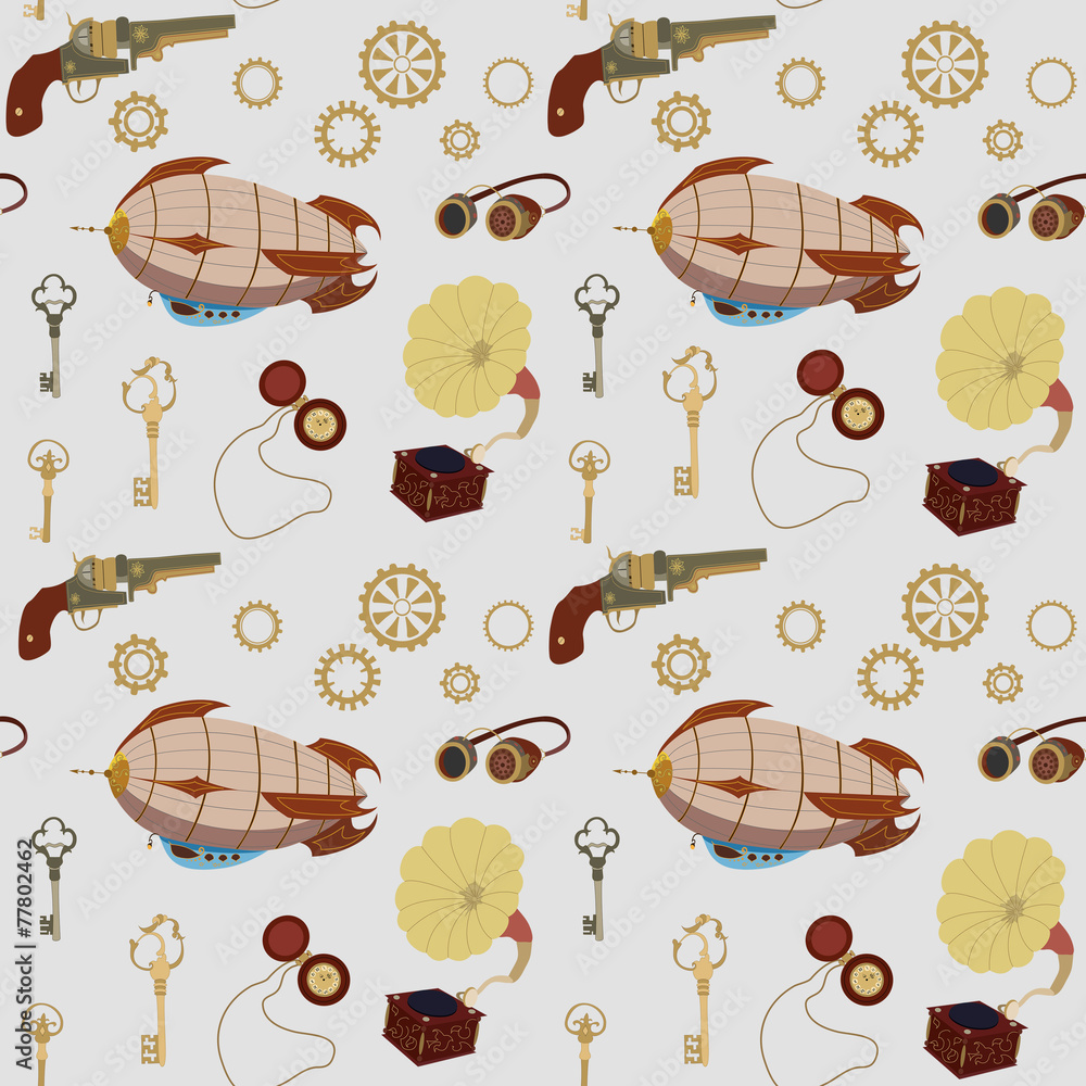 Seamless steampunk retro pattern. Art illustration Stock Illustration ...