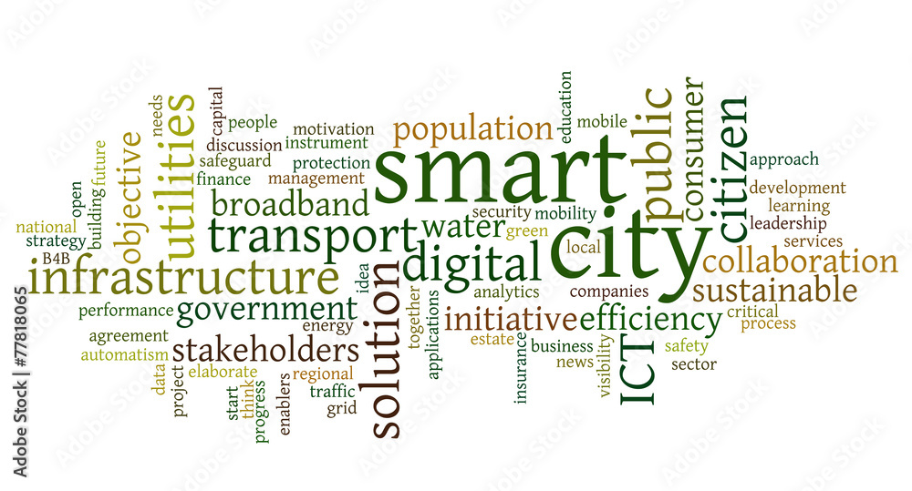 Word cloud related to smart digital city, infrastructure, ICT Stock ...