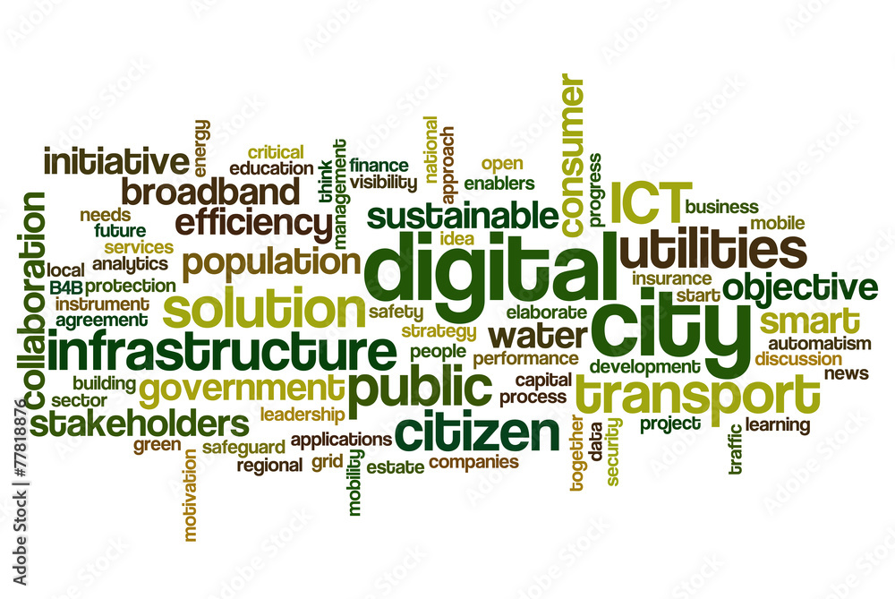Word cloud related to smart digital city, infrastructure, ICT Stock ...
