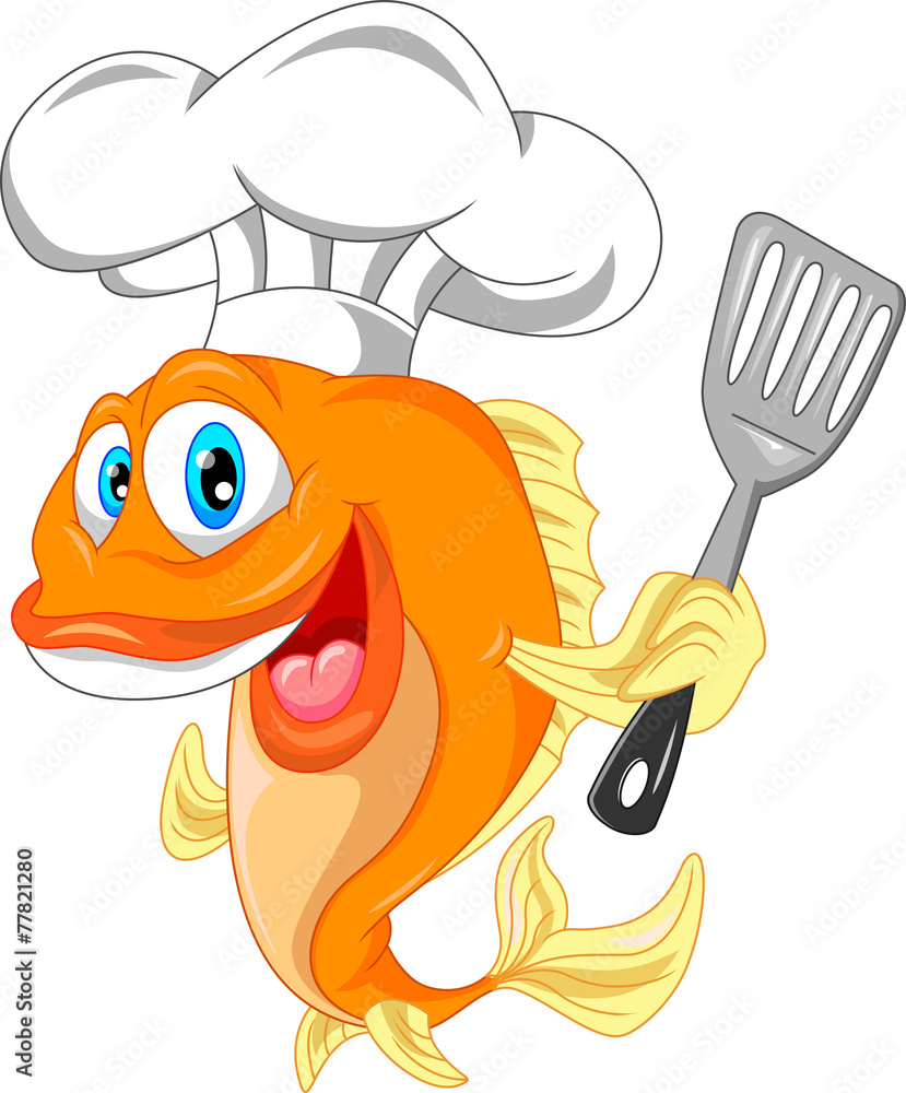 fish chef cartoon Stock Vector | Adobe Stock