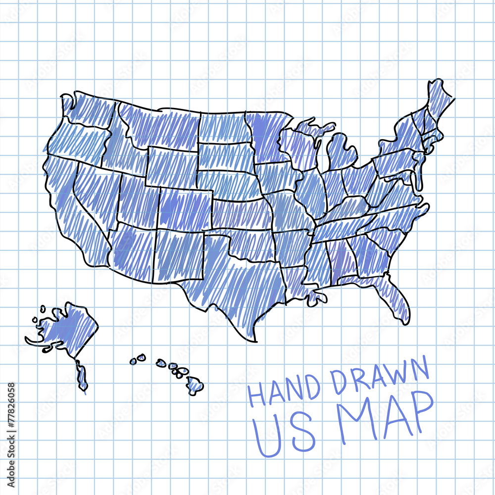 Hand drawn US map vector illustration Stock Vector | Adobe Stock