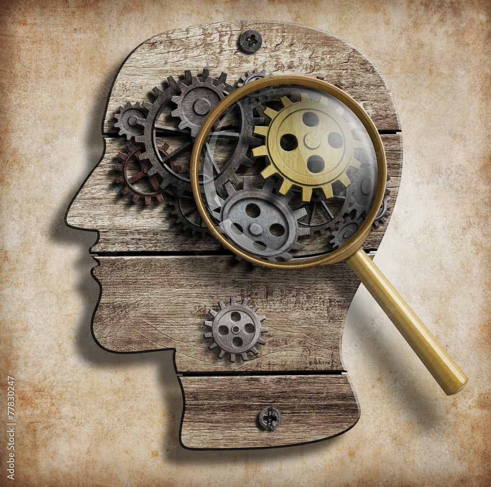 Brain gears and cogs. Mental illness, psychology, invention and Stock ...