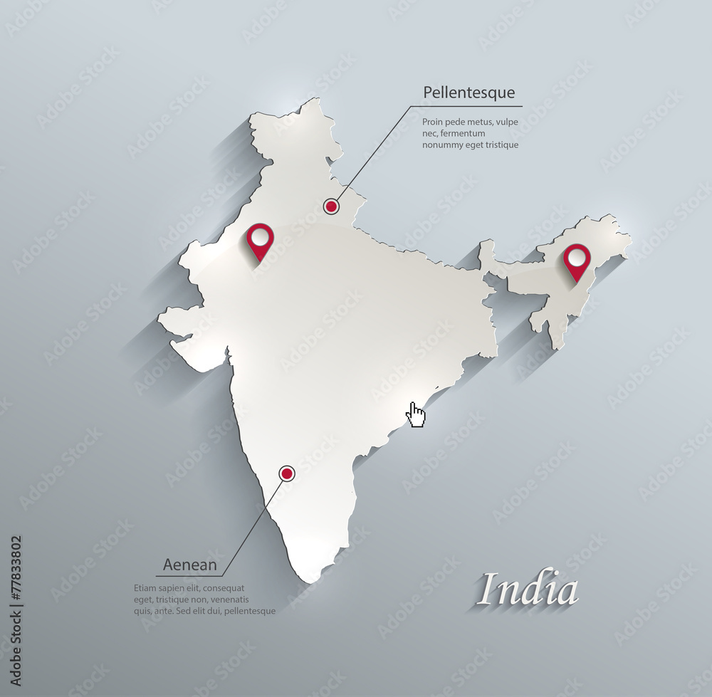 India map blue white card paper 3D vector Stock Vector | Adobe Stock