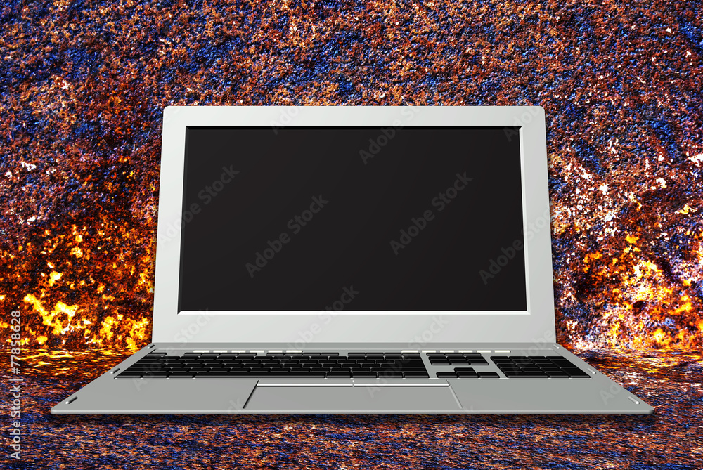 Modern model Laptop over texture rusty metal background.3D MODEL Stock ...
