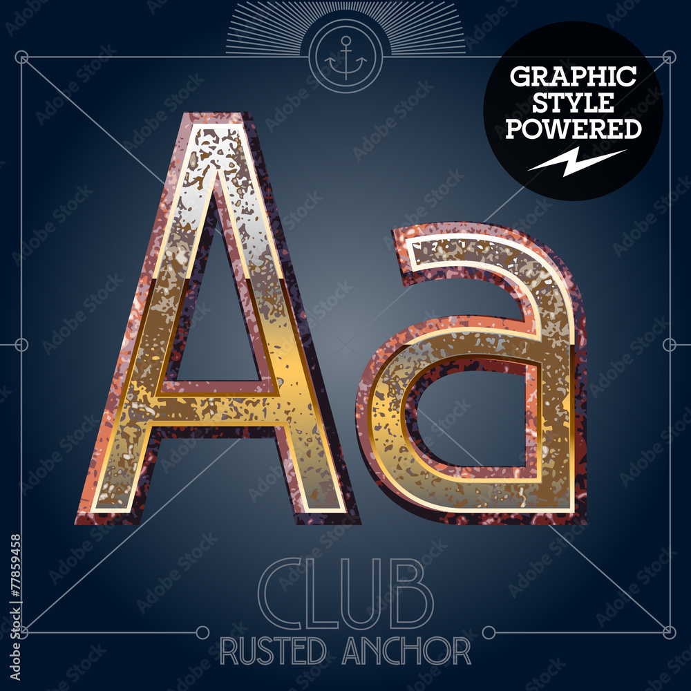 Vector font set of rusted letters. Letter A Stock Vector | Adobe Stock