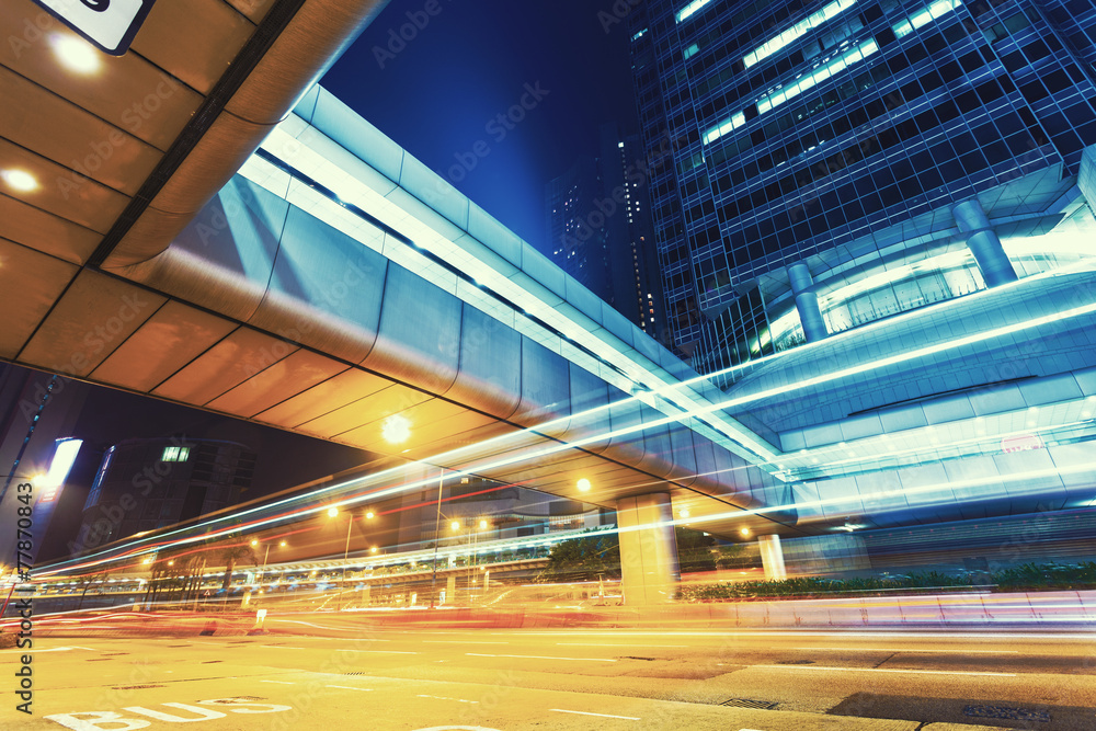 traffic light trails in modern city at night Stock Photo | Adobe Stock