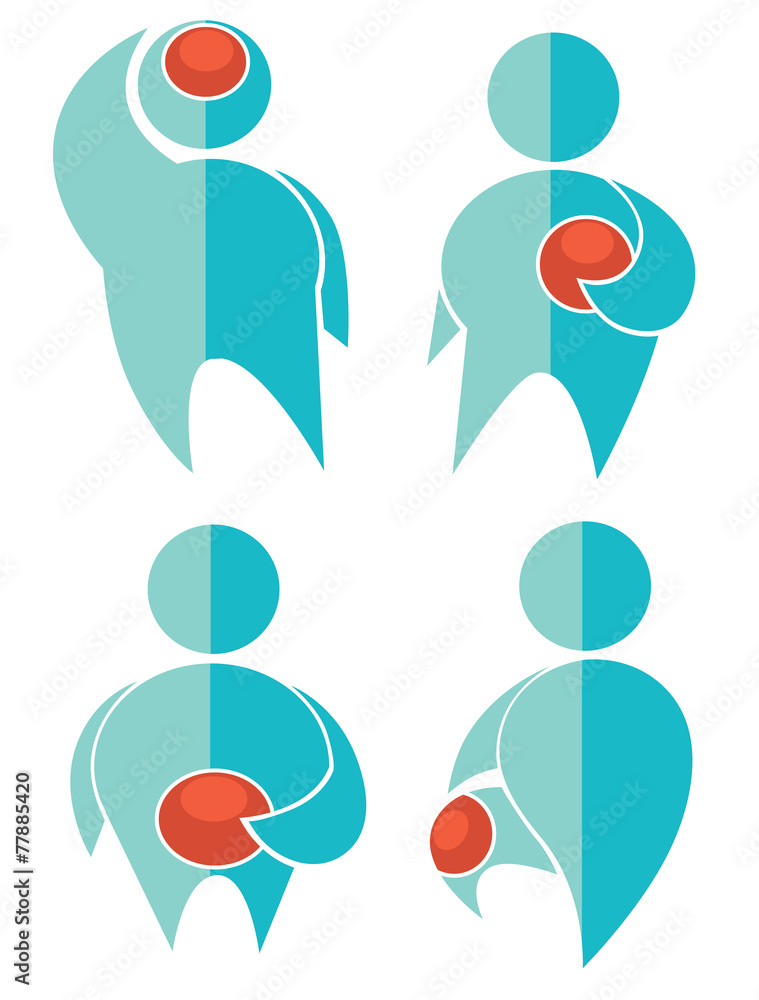 cartoon human symbols with pain dots on their bodies Stock Vector ...