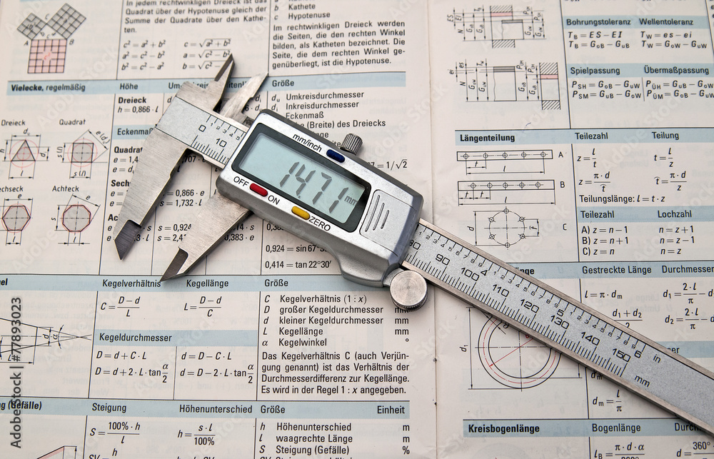 Messschieber_Formeln_Zeichnung Stock Photo | Adobe Stock