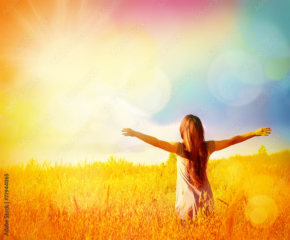 Free Happy Woman Enjoying Nature. Beauty Girl Outdoor. Stock-Foto ...