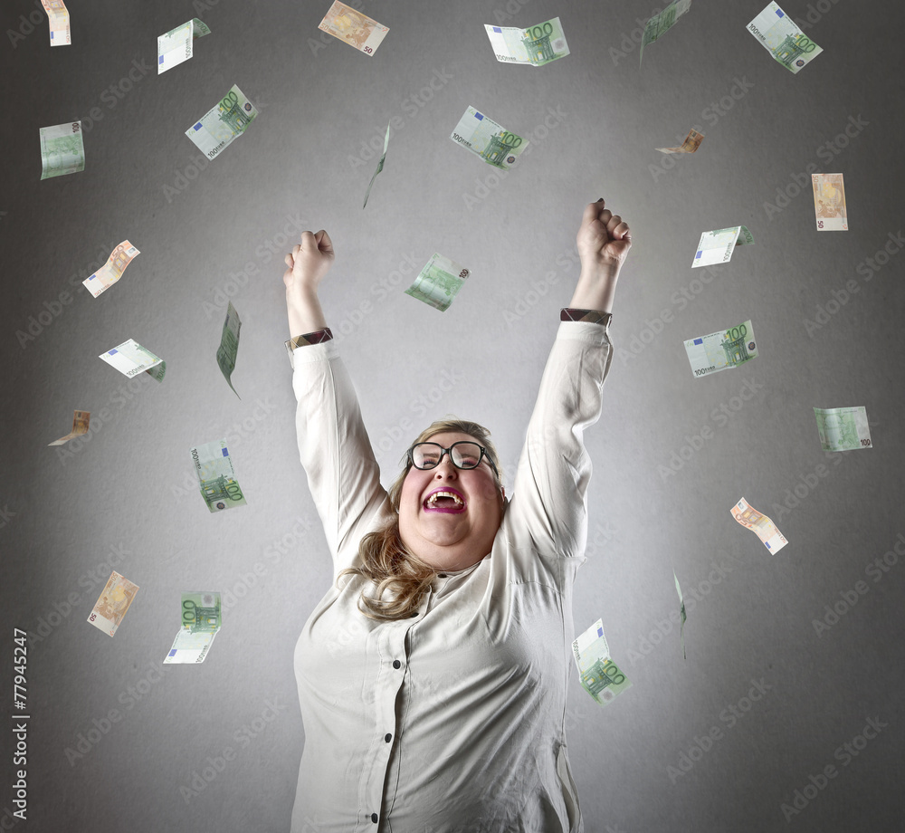 Powerful woman gaining money Stock-Foto | Adobe Stock