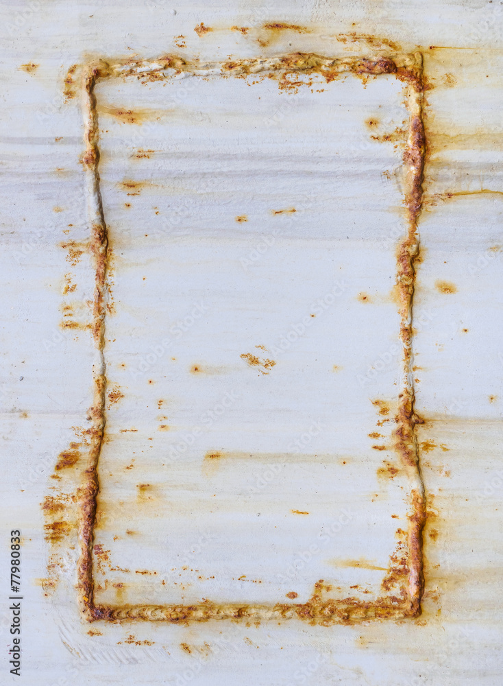 White corrugated iron metal texture with Rust Frame on surface b Stock ...