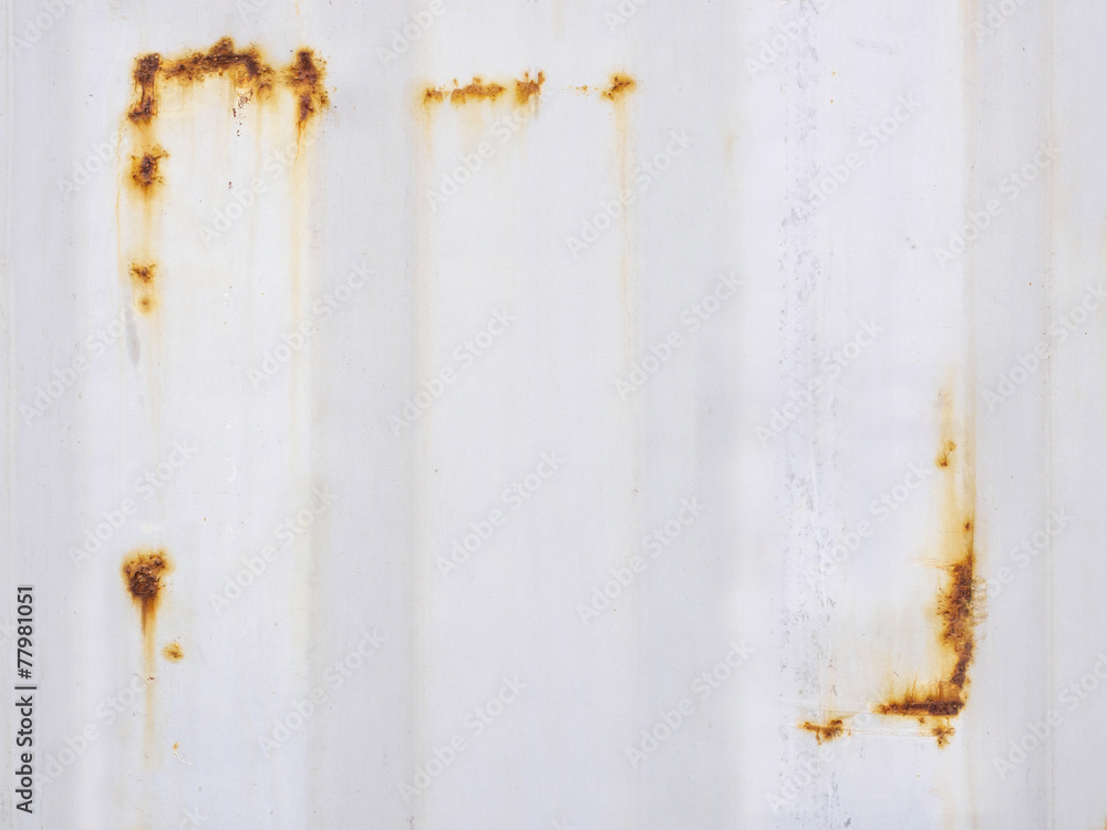 White corrugated iron metal texture with Rust Frame corner on su Stock ...