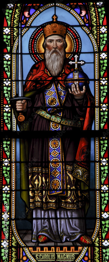 Emperor Charlemagne, stain glass window Stock Photo | Adobe Stock