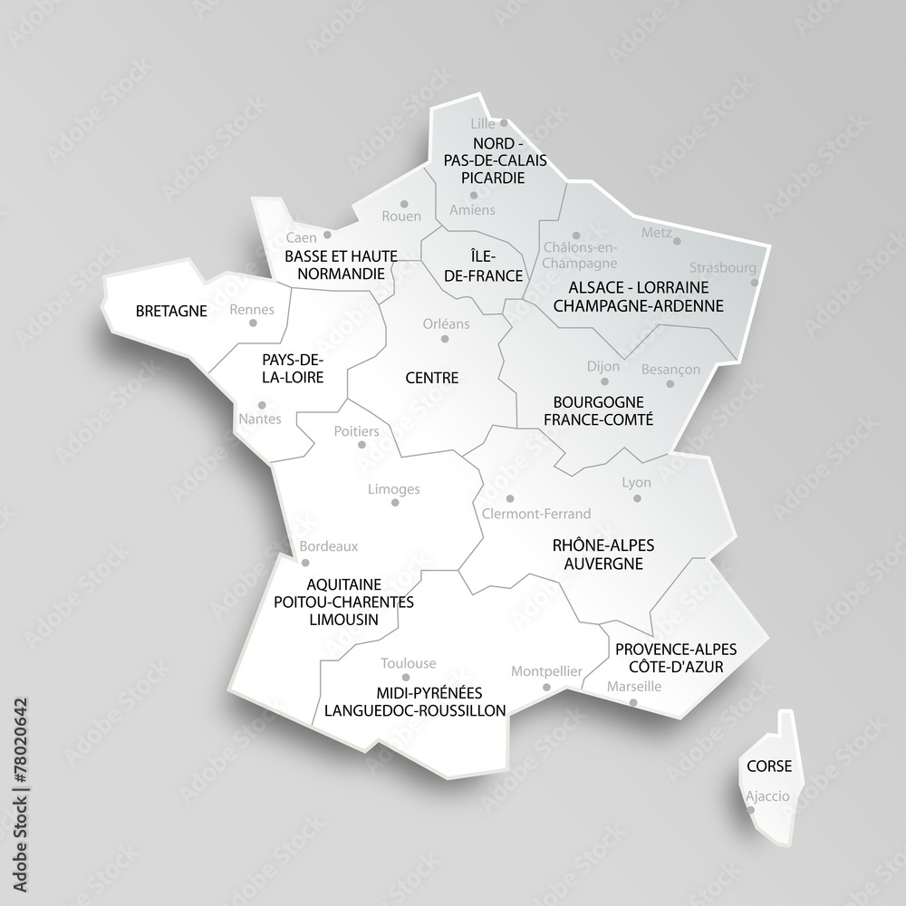 Carte de France 13 régions Stock Vector | Adobe Stock