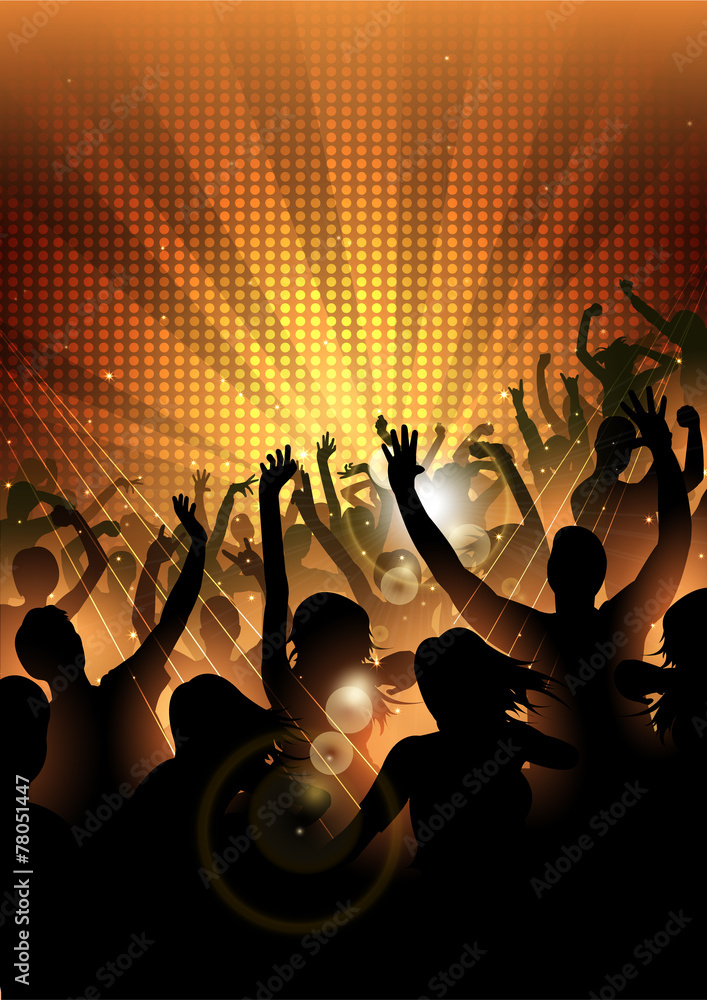 Music Party Background with silhouettes of dancing people Stock Vector ...