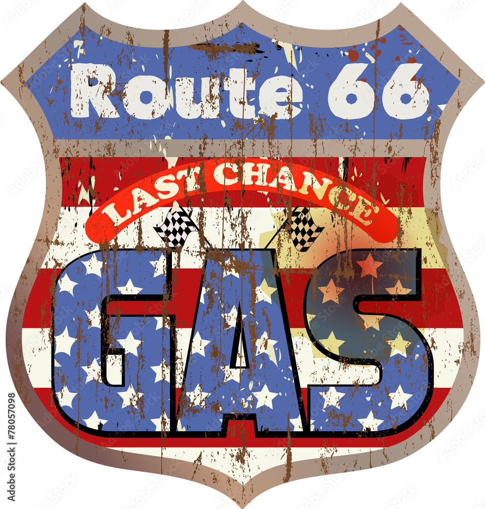 Vintage route 66 gas station sign, vector illustration Stock Vector ...