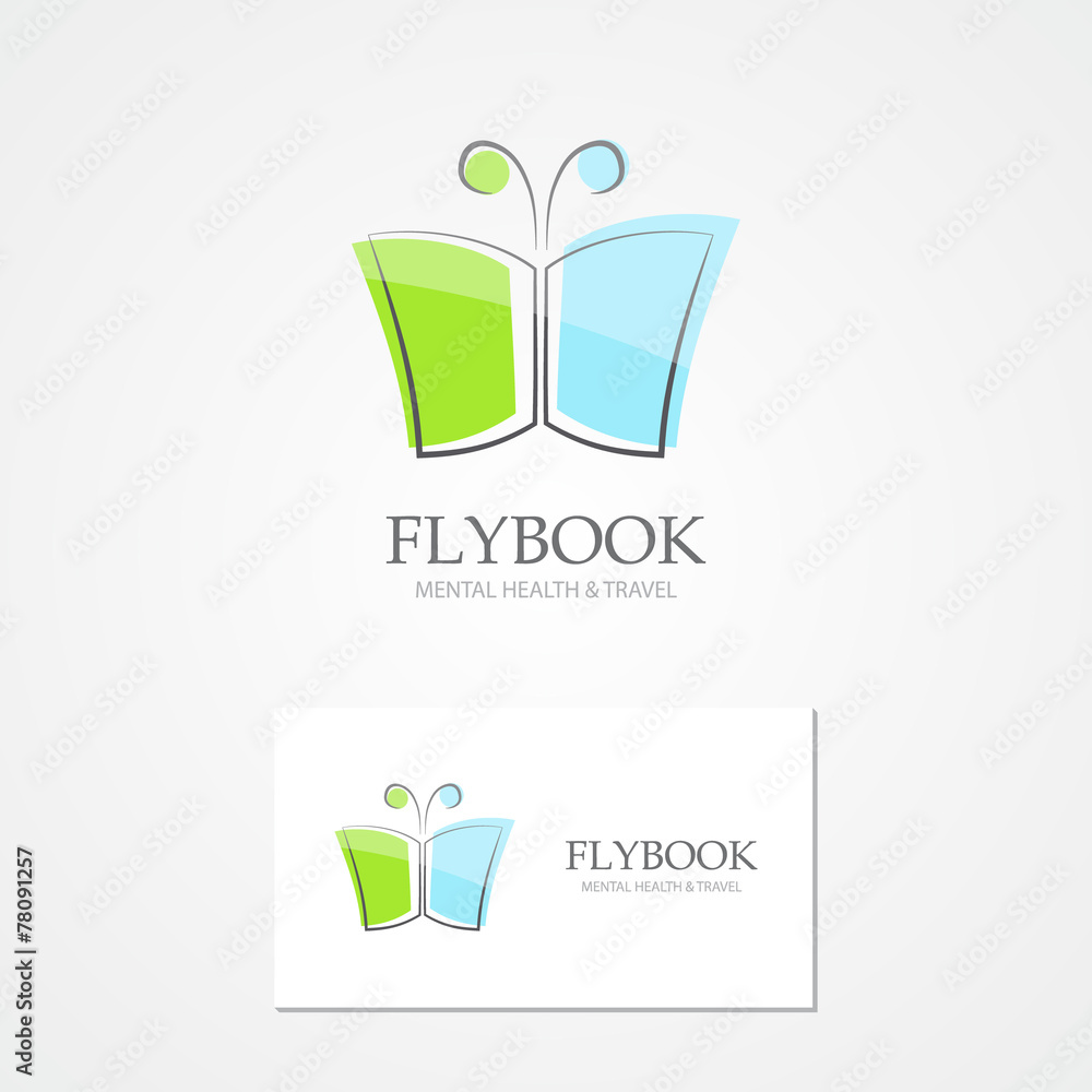 Logo with a combination of book and butterfly Stock Vector | Adobe Stock