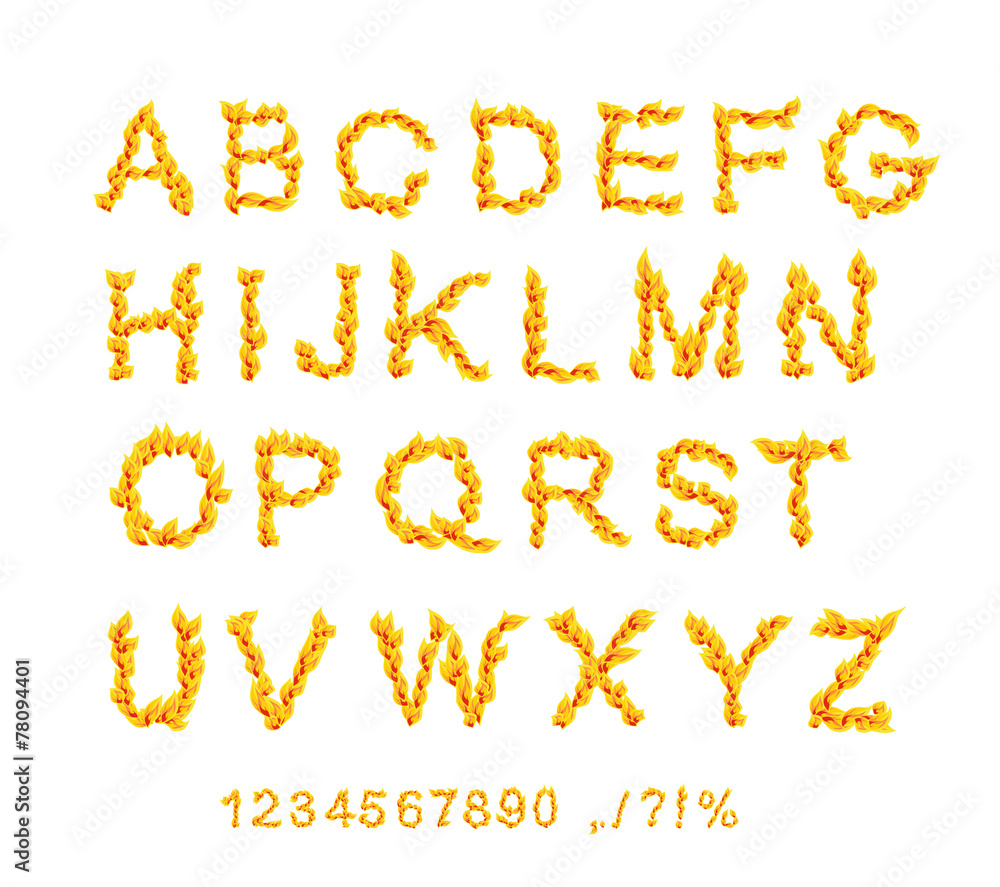 fire fonts. ABC Fire letters isolated on white background. Vecto Stock ...