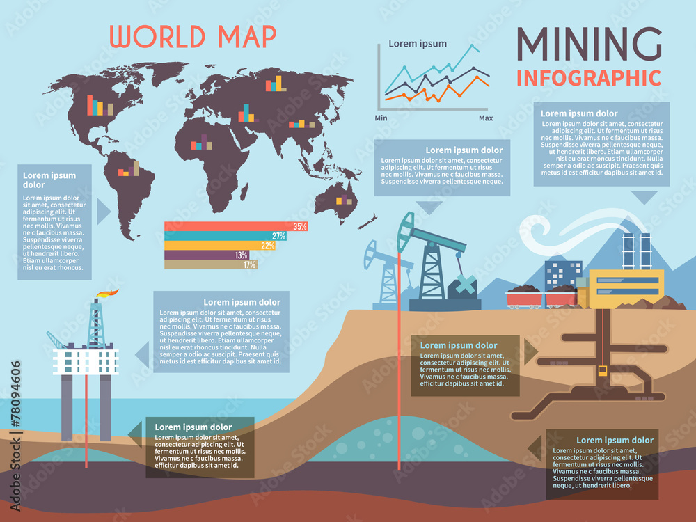 Mining Infographics Set Stock Vector | Adobe Stock