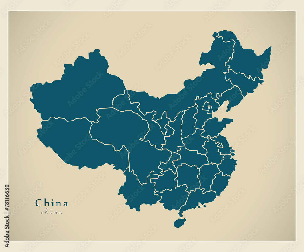 Modern Map - China with provinces CN Stock Vector | Adobe Stock