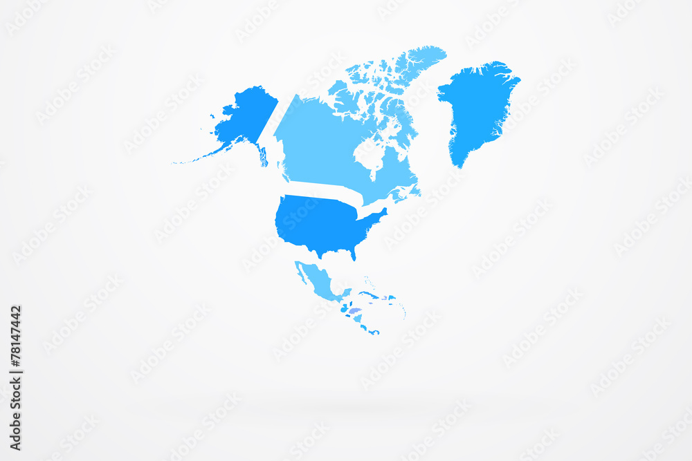 North America Continent Map With Country Border Stock Vector | Adobe Stock