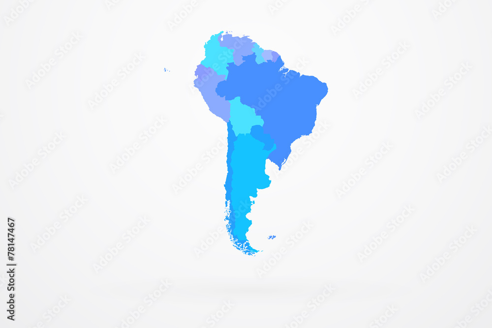 South America Continent Map With Country Borders Stock Vector | Adobe Stock