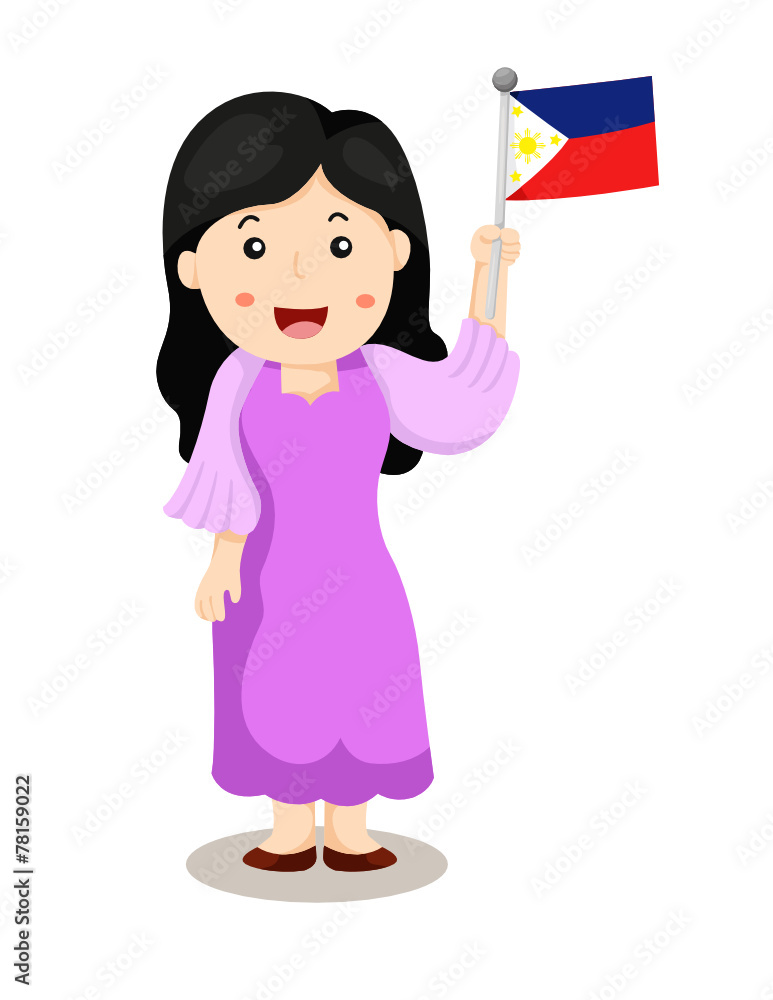 cute Filipino girl in traditional clothes Stock Vector | Adobe Stock