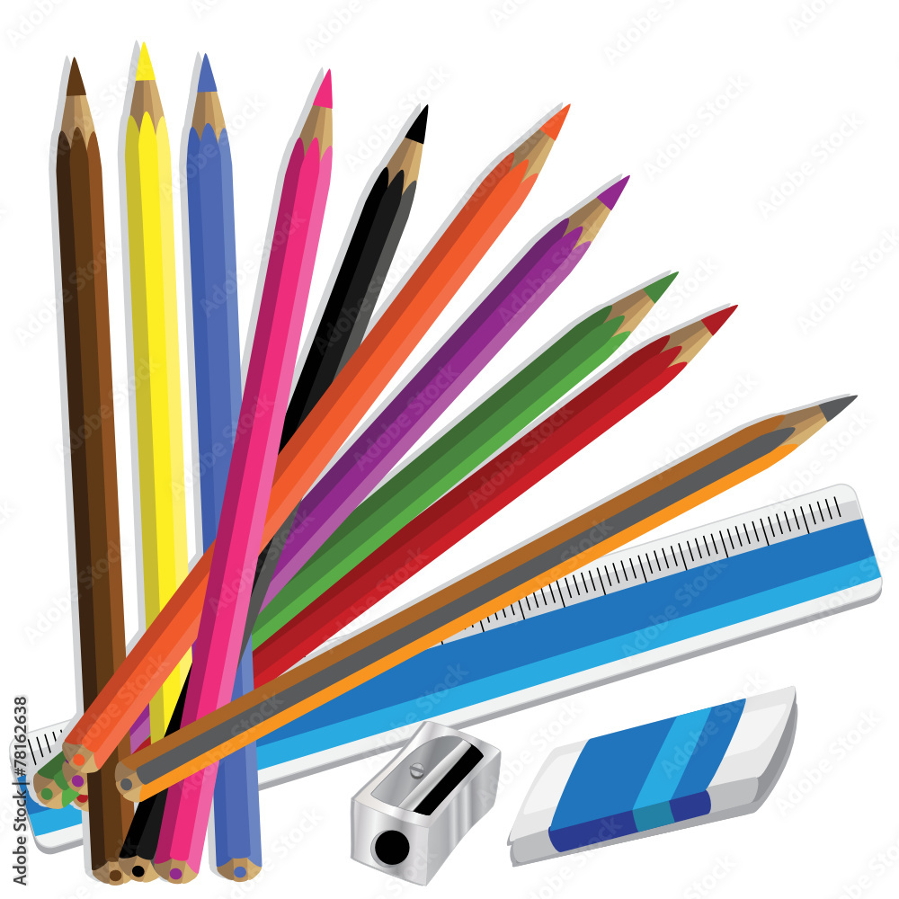 Schulmaterial Stock-Vektorgrafik | Adobe Stock