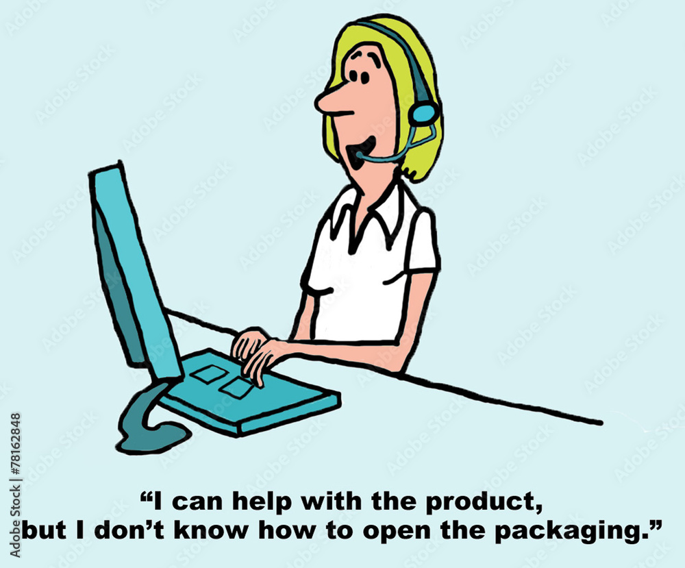 Cartoon of customer service rep, help with product. Stock-Illustration ...