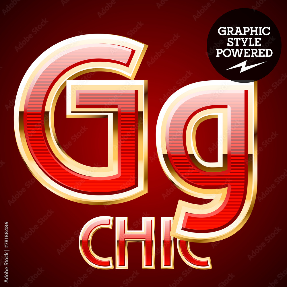 Red alphabet with golden border. Letter G Stock Vector | Adobe Stock
