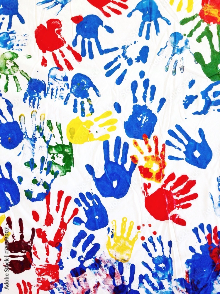 kids hand prints Stock Photo | Adobe Stock