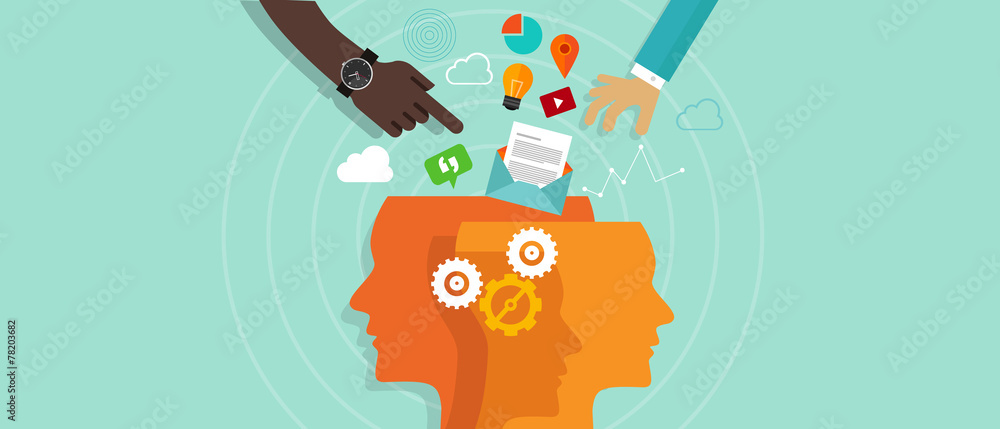 communication concept. head gear information Stock Vector | Adobe Stock