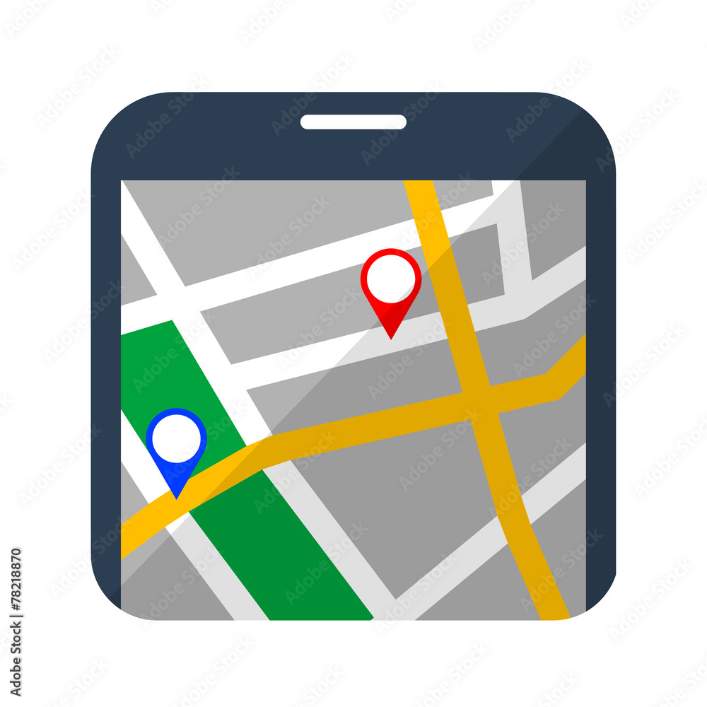 Icono mapa en smartphone ilustração do Stock | Adobe Stock