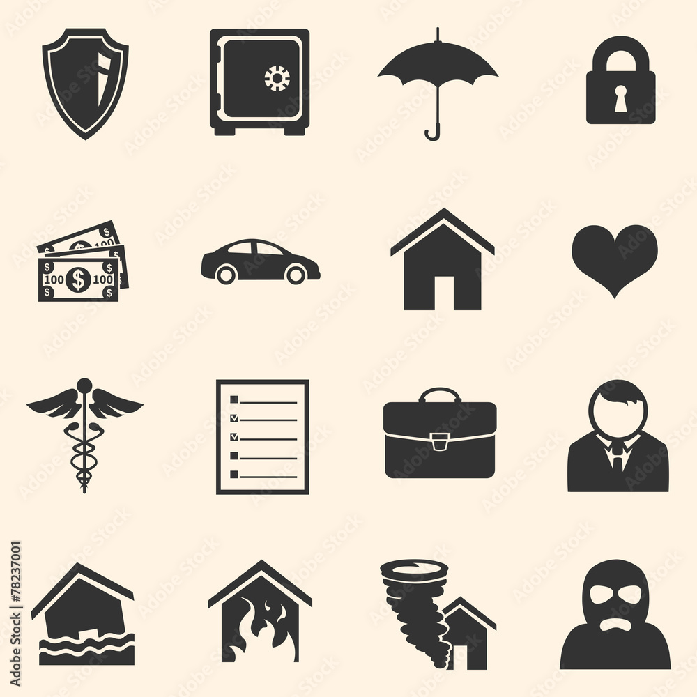 Vector Set of Insurance Icons Stock Vector | Adobe Stock