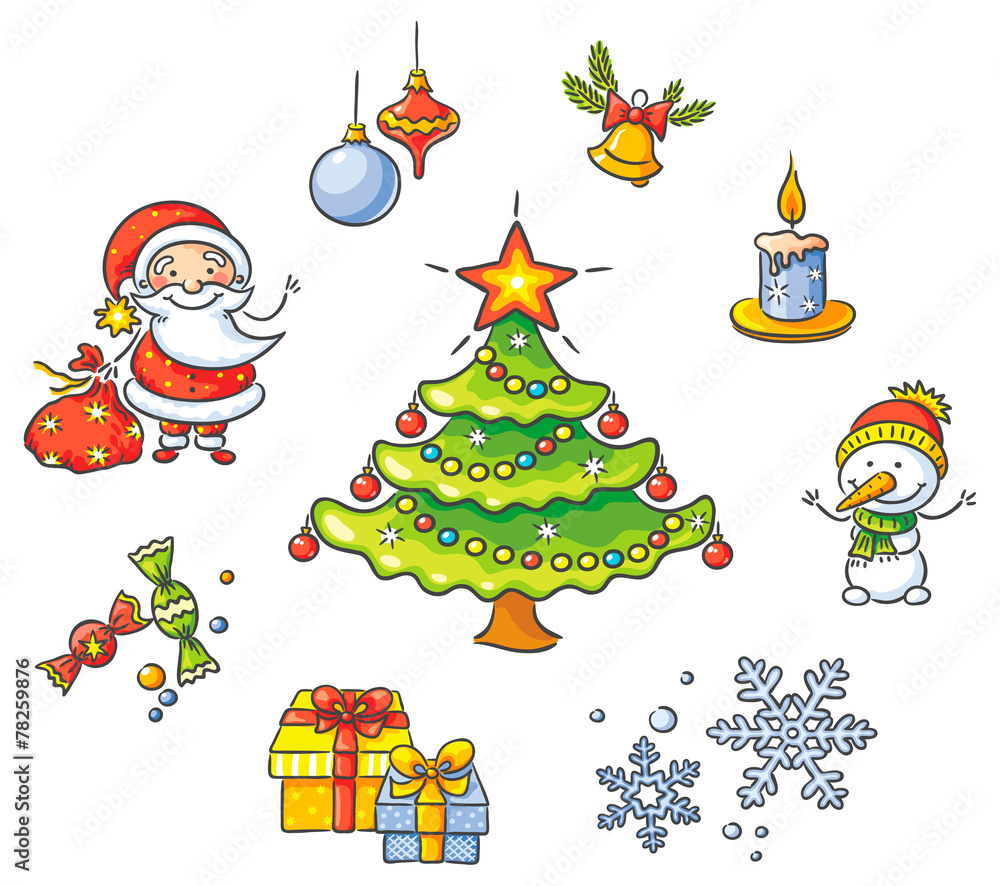 Cartoon Christmas set Stock Vector | Adobe Stock